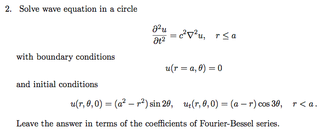 Solve wave equation in circle | Chegg.com