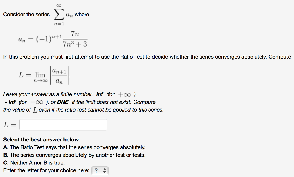 Solved Consider the infinite series. Determine if converges | Chegg.com