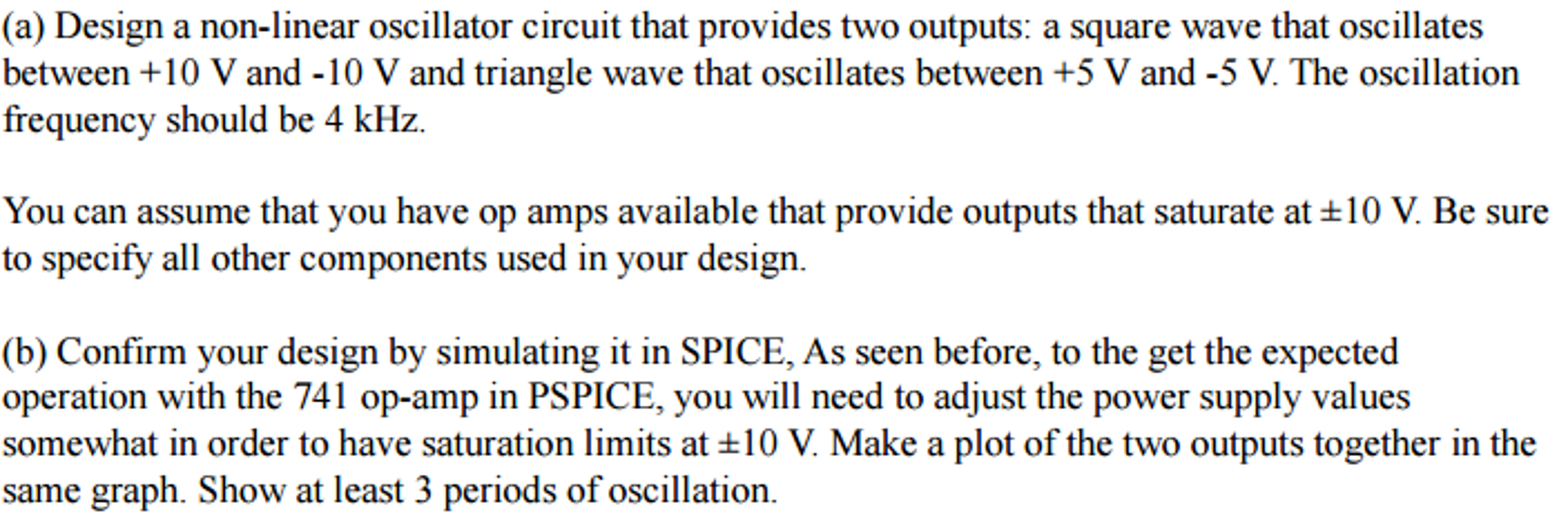 Solved (a) Design a non-linear oscillator circuit that | Chegg.com