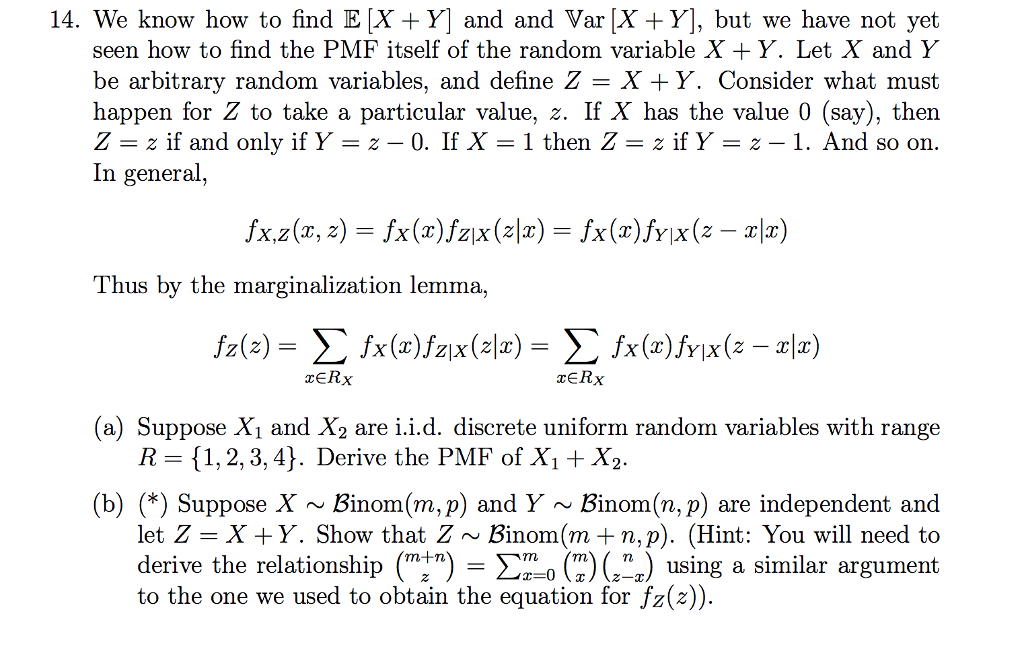 14. We know how to find E X Y and and Var X Yl, but | Chegg.com