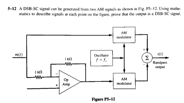 Solved 5-12 A DSB-SC signal can be generated from two AM | Chegg.com