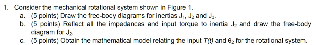 Solved 1. Consider the mechanical rotational system shown in | Chegg.com