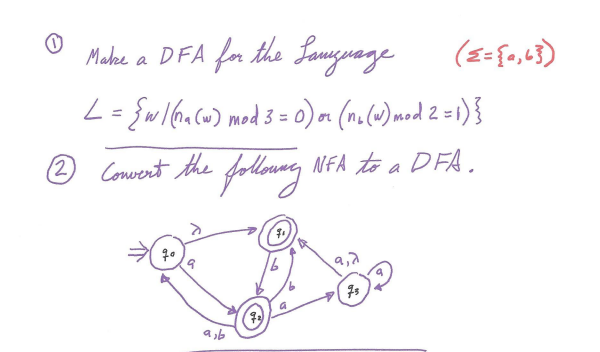Solved 1. Make a DFA for the language (sigma = {a, b}) L = | Chegg.com