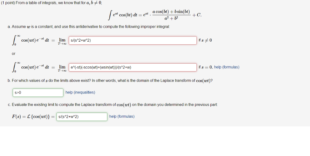 Solved From a table of integrals, we know that for a, b | Chegg.com