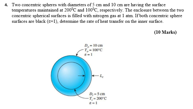 Solved Two concentric spheres with diameters of 5 cm and 10 | Chegg.com