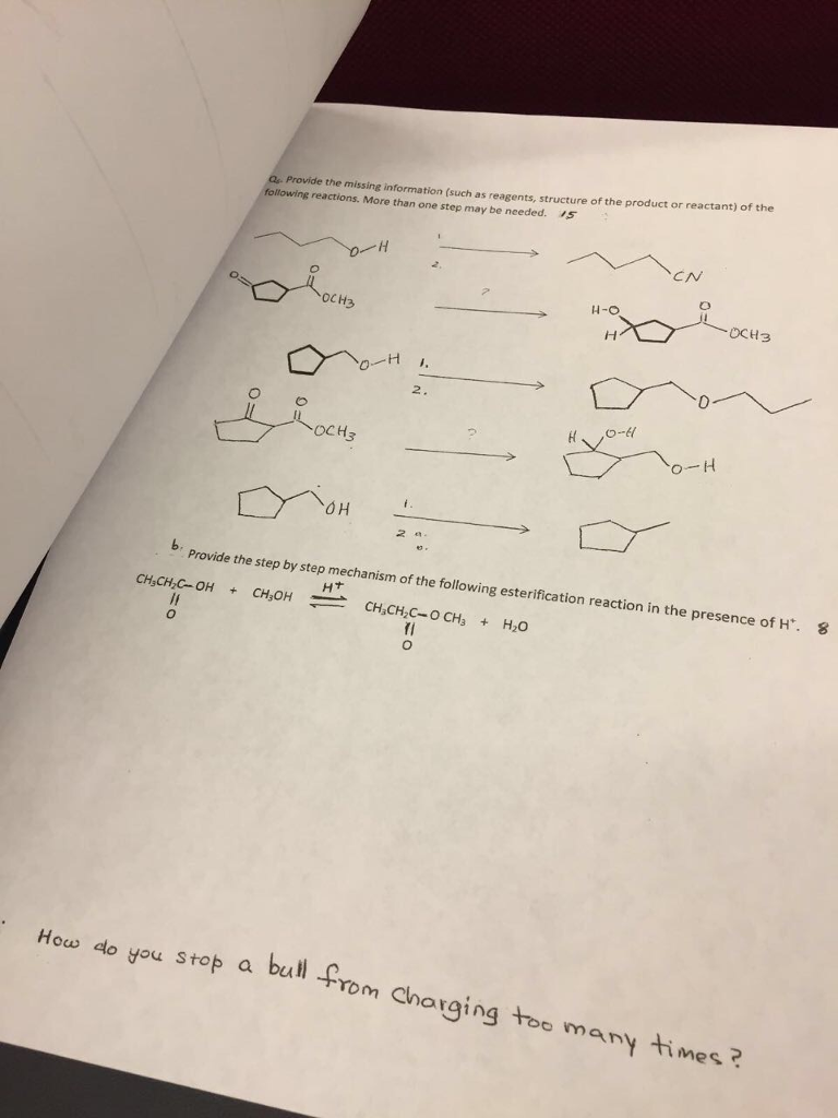 Solved Provide the missing information (such as reagents, | Chegg.com