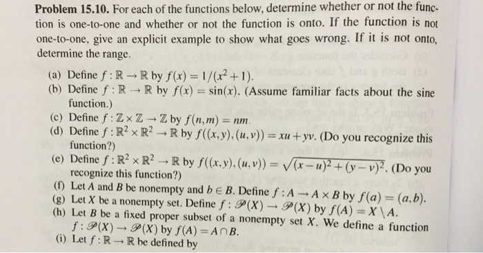 Solved For each of the functions below, determine whether or | Chegg.com