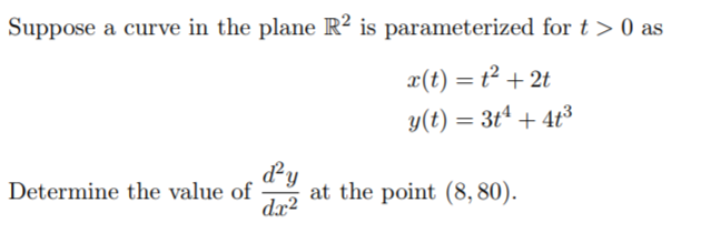 Solved Suppose a curve in the plane R2 is parameterized for | Chegg.com
