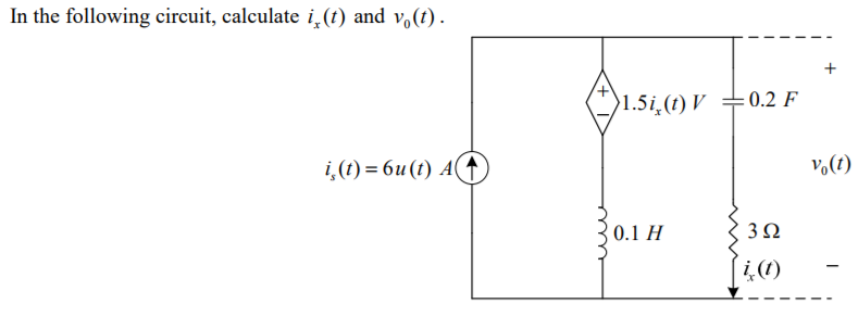 Solved In the following circuit, calculate i,(t) and vo(t) | Chegg.com