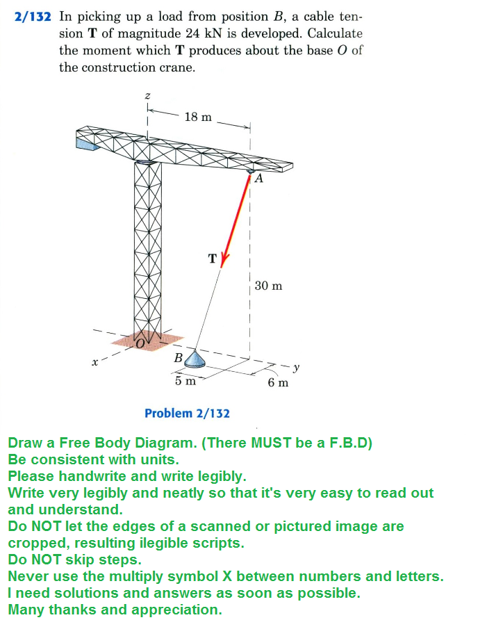 Solved 2132 In Picking Up A Load From Position B A Cable