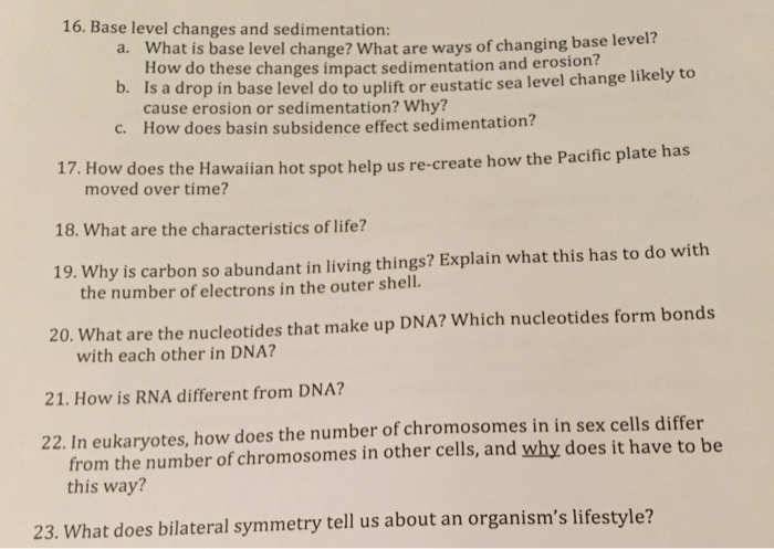 Solved Base level changes and sedimentation: What is base | Chegg.com