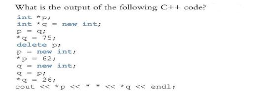 Solved What is the output of the following C++ code? | Chegg.com