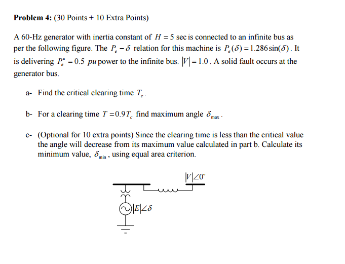 A 60-Hz generator with inertia constant of H = 5 sec | Chegg.com
