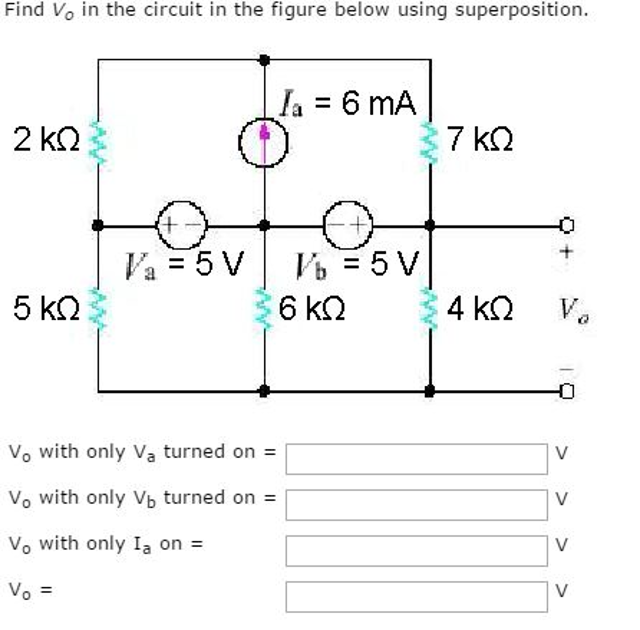 Solved Find Vo in the circuit in the figure below using | Chegg.com