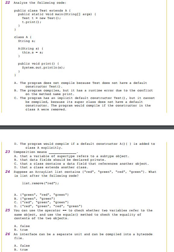 Solved Analyze the following code: public class Test extends | Chegg.com