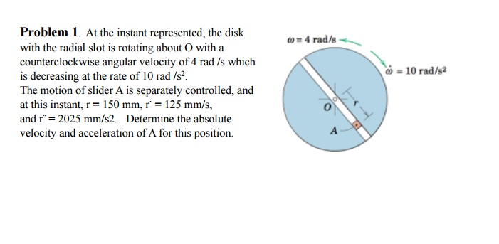 Solved At the instant represented, the disk with the radial | Chegg.com