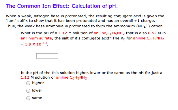 Solved The Common Ion Effect: Calculation of pH. When a | Chegg.com