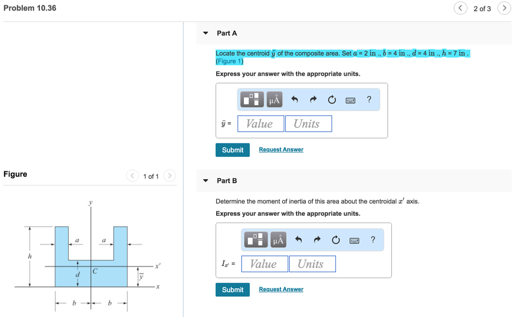 Solved Problem 10.36 2 of 3 > Part A Locate the centroid y | Chegg.com