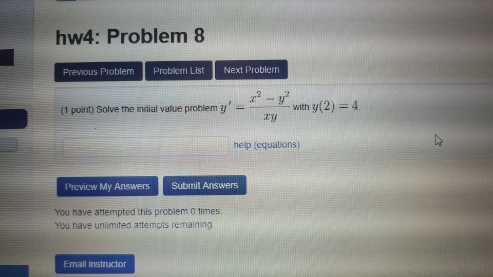 Solved hw4: Problem 8 Previous Problem Problem List (1 | Chegg.com