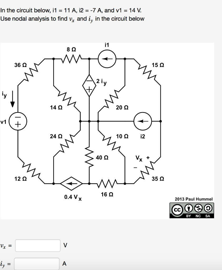 Solved In the circuit below, i1 = 10 A, i2 = 14 A, and v1 | Chegg.com