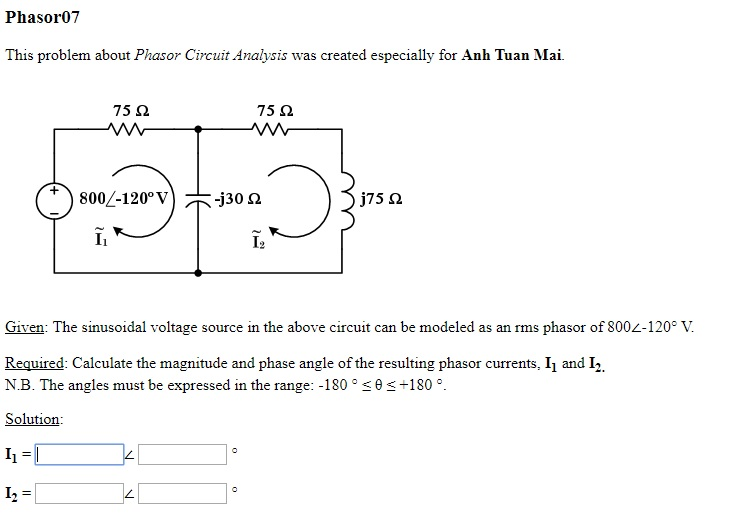 Solved This problem about Phasor Circuit Analysis was | Chegg.com