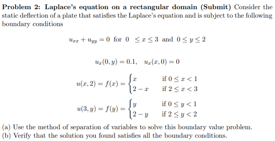 Solved Problem 2: Laplace's equation on a rectangular domain | Chegg.com