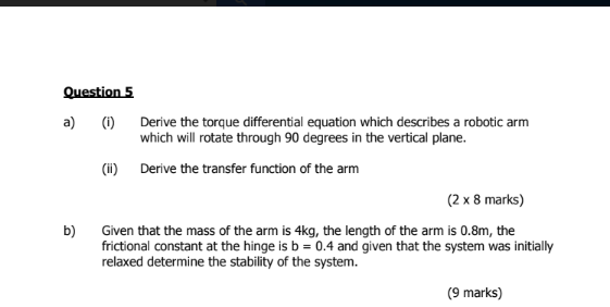 Solved Question 5 a) (Derive the torque differential | Chegg.com