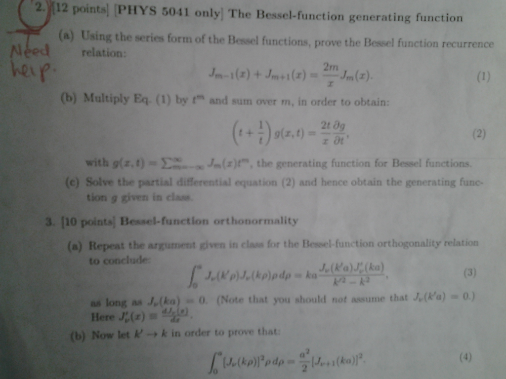 Solved 2. 12 points) [PHYS 5041 only) The Bessel-function | Chegg.com