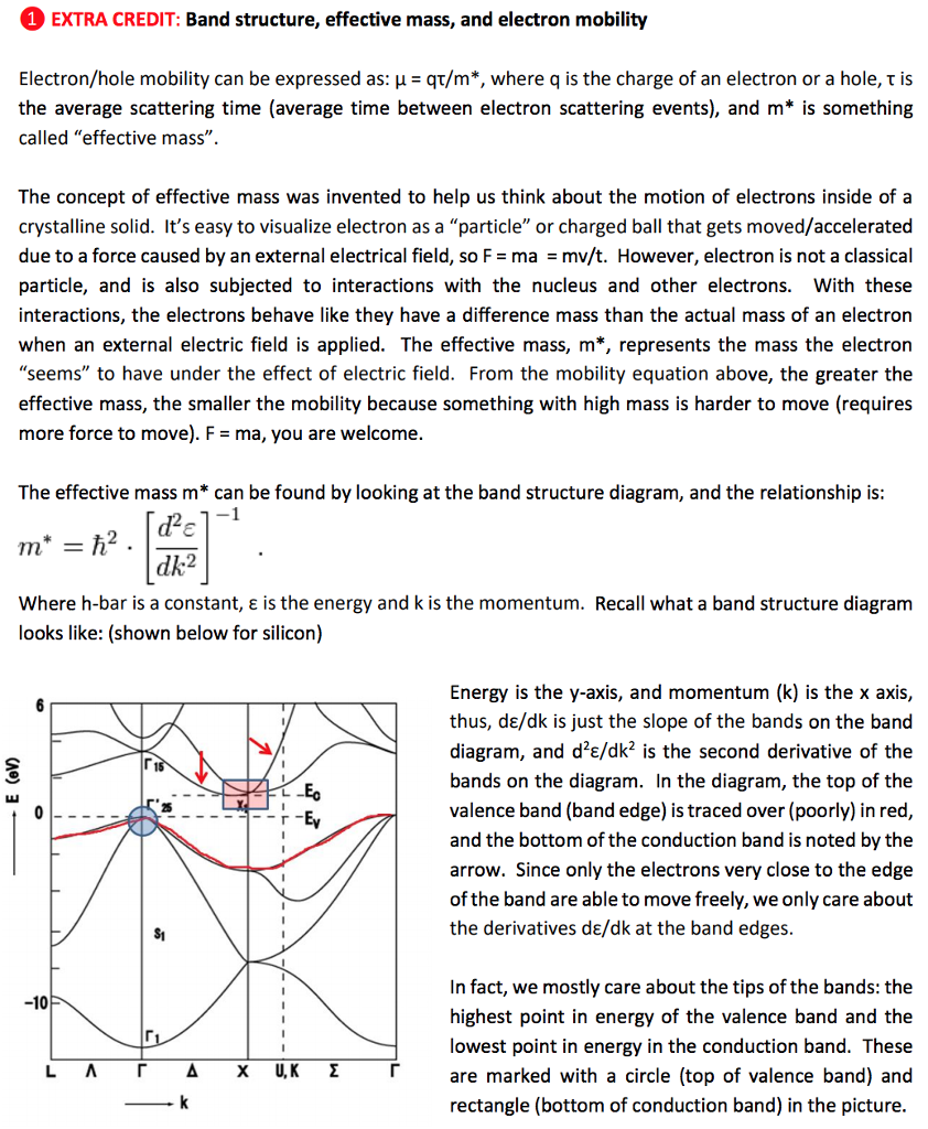 Solved 1 EXTRA CREDIT: Band structure, effective mass, and | Chegg.com