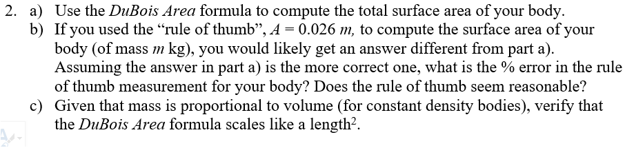 Solved Use the DuBois Area formula to compute the total | Chegg.com