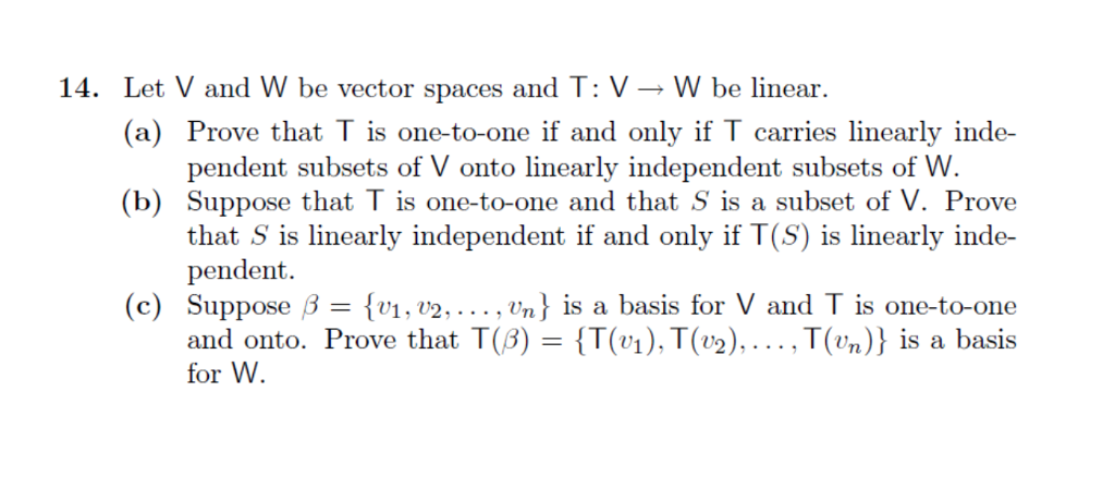 Solved 14. Let V and W be vector spaces and T: V W be linear | Chegg.com