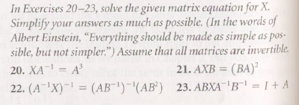 Solved solve the given matrix equation for X. Simplify your | Chegg.com