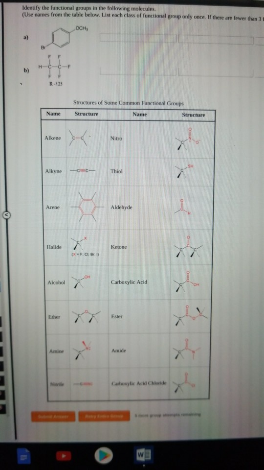 Solved Identify the functional groups in the following | Chegg.com