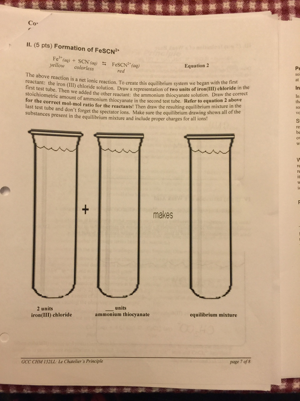 Solved Formation of FeSCN^2+ Fe^3+ (aq) + SCN^+ (aq) | Chegg.com