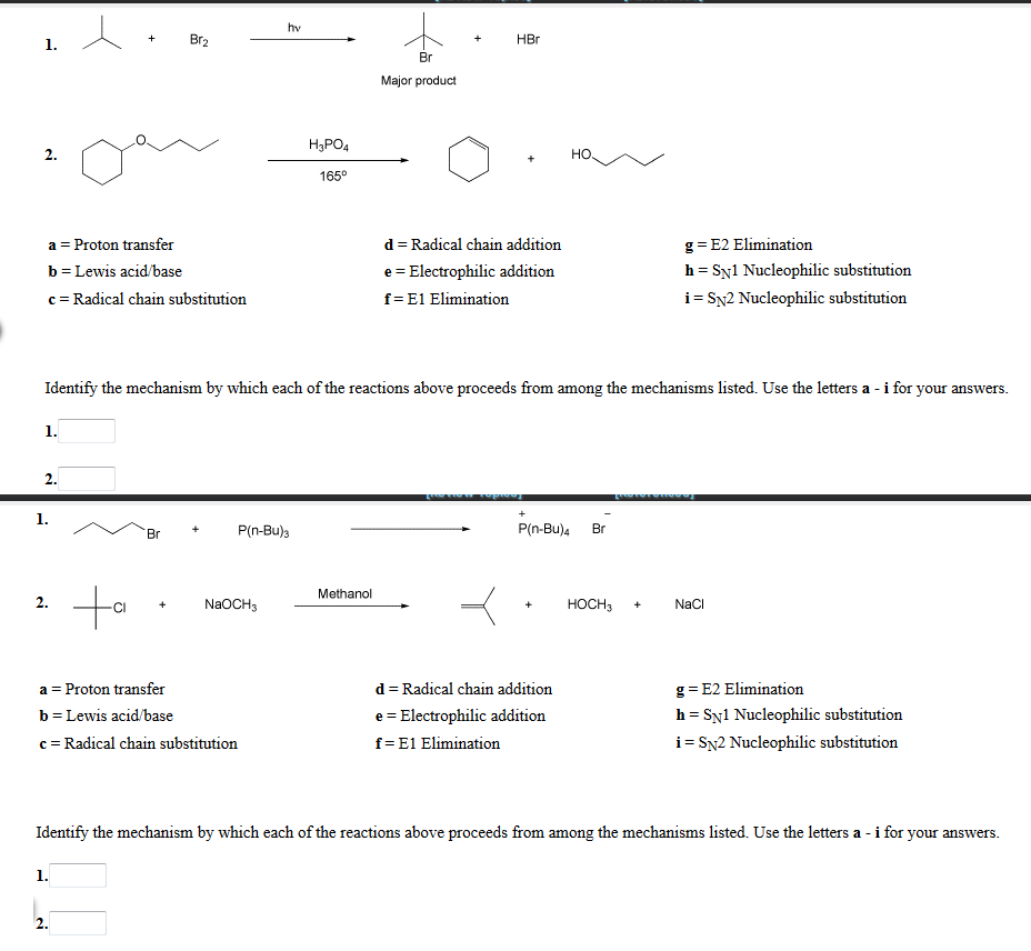 Solved Identify the mechanism by which each of the reactions | Chegg.com