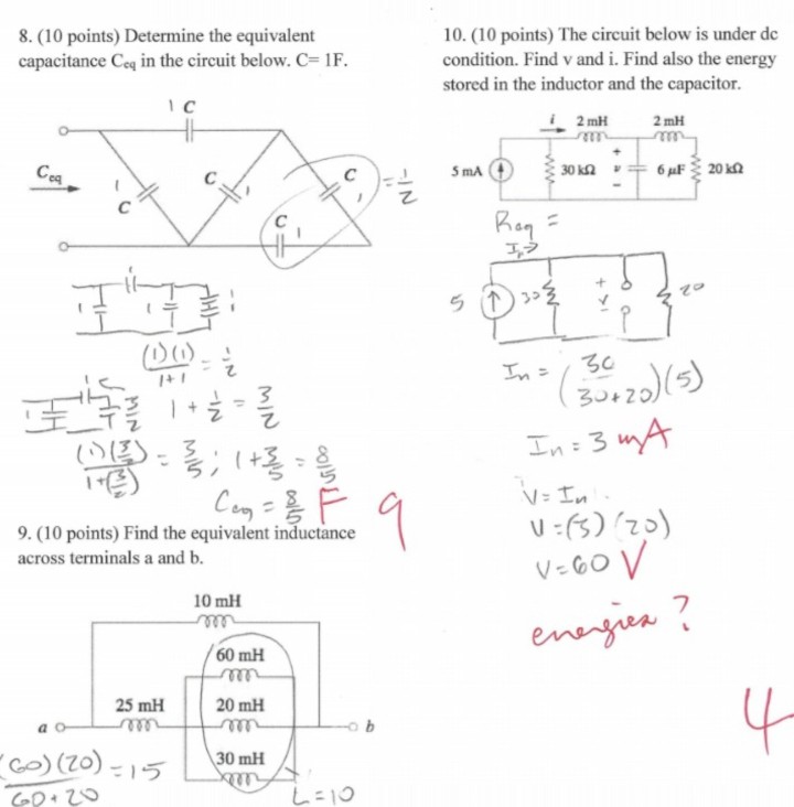 Solved 8. (10 points) Determine the equivalent capacitance | Chegg.com
