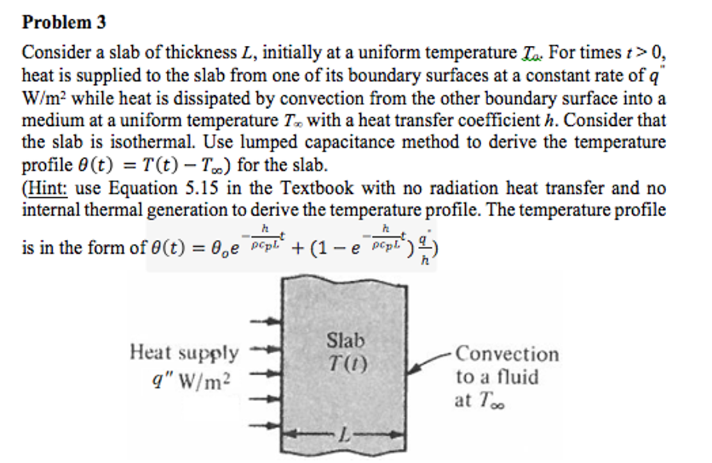 Solved Consider a slab of thickness L, initially at a | Chegg.com