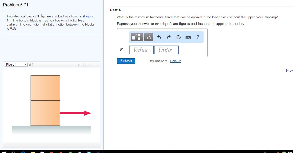 Solved Two identical blocks 1 kg are stacked as shown in | Chegg.com