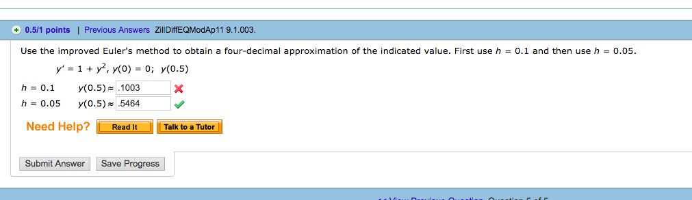 Solved +0.5/1 points| Previous Answers ZillDiffEQModAp11 | Chegg.com