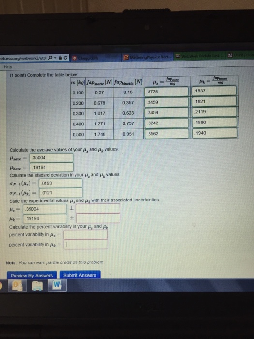 Solved Complete the table below. Calculate the averave | Chegg.com