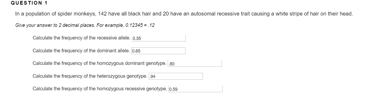 Solved In a population of spider monkeys, 142 have all black | Chegg.com
