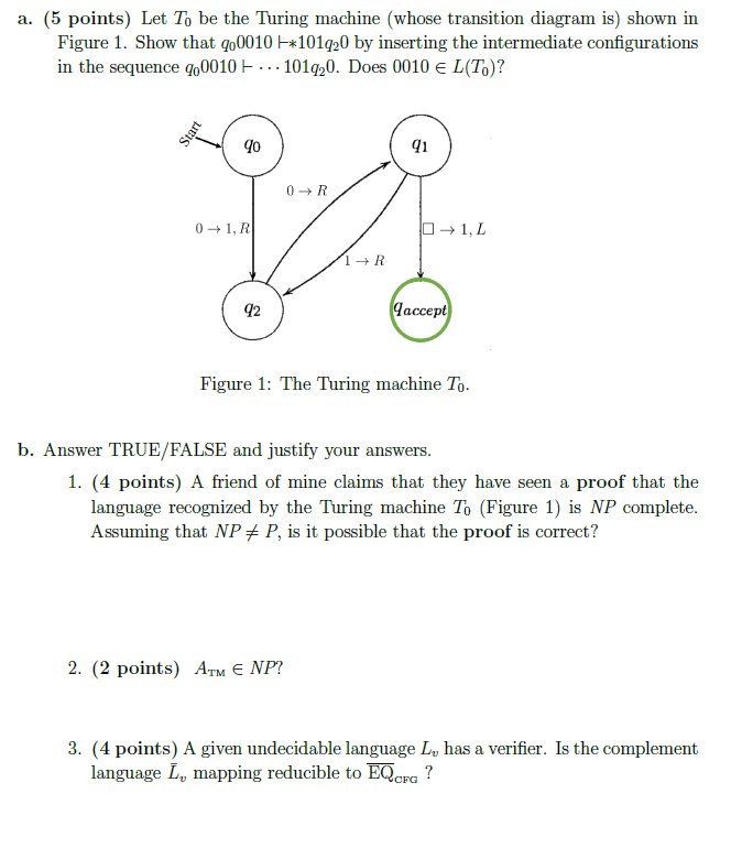 a. (5 points) Let To be the Turing machine (whose | Chegg.com