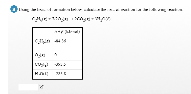 Solved Using the heats of formation below, calculate the | Chegg.com