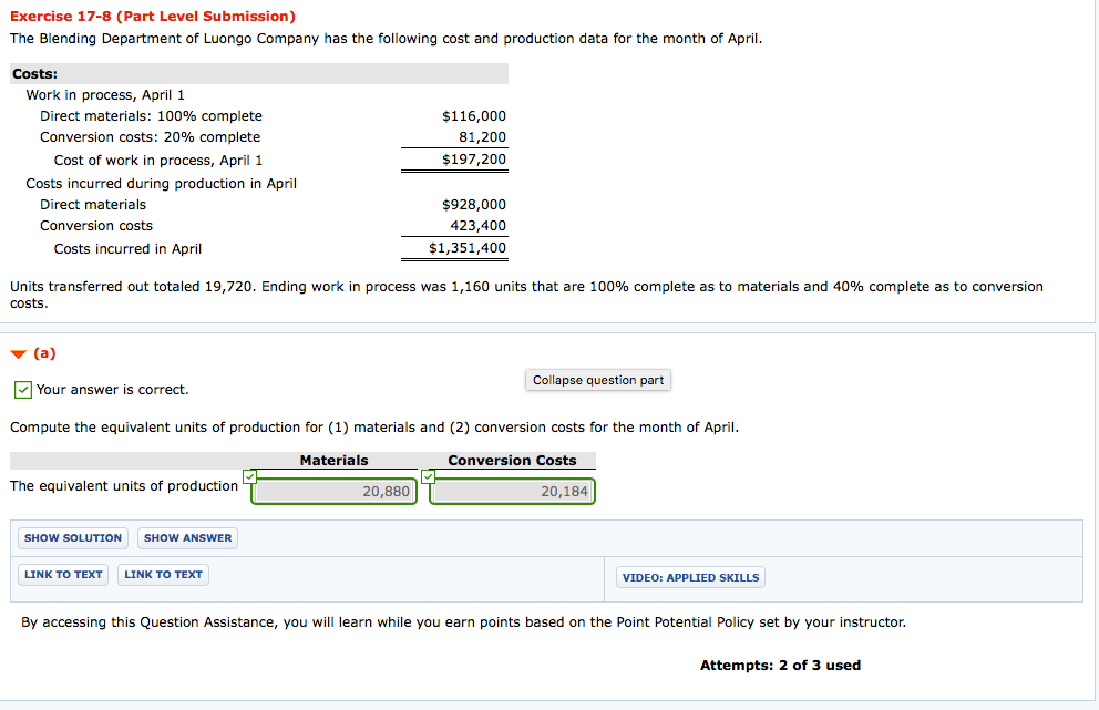 Solved Exercise 17-8 (Part Level Submission) The Blending | Chegg.com