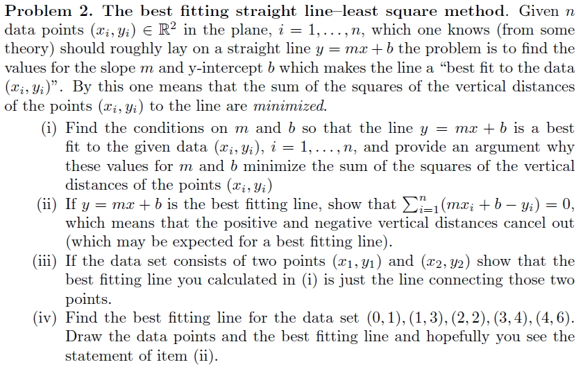 The best fitting straight line-least square method. | Chegg.com