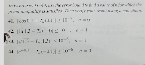 Solved Use the error bound to find a value of n for which | Chegg.com