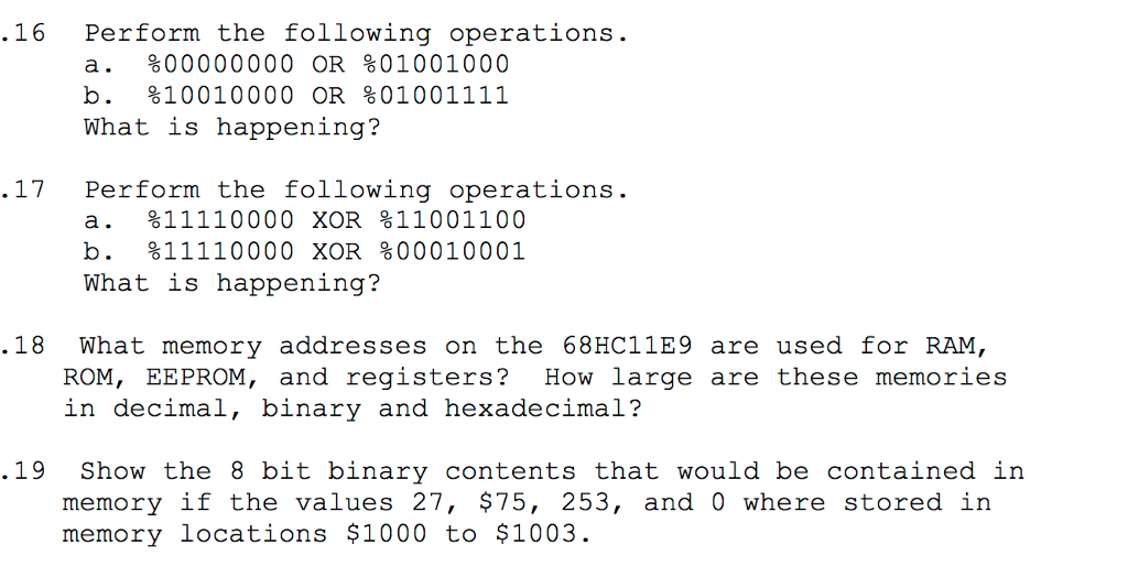 Solved Perform the following operations. %00000000 OR | Chegg.com