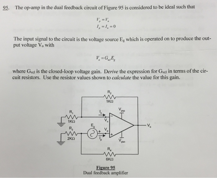 Solved The op-amp in the dual feedback circuit of Figure 95 | Chegg.com