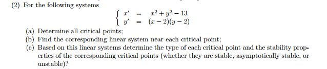 Solved (2) For the following systems (a) Determine all | Chegg.com