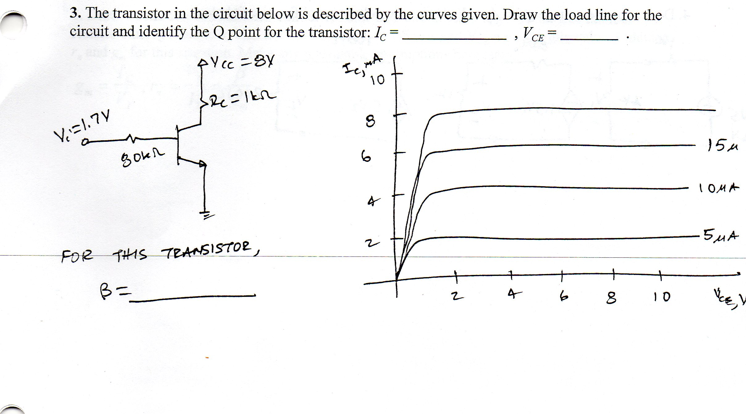 Solved The transistor in the circuit below is described by | Chegg.com